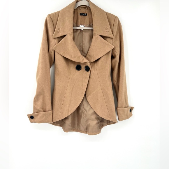 VENUS | Jackets & Coats | Venus Camel Tan Blazer Pea Coat Wool Fall Jacket | Poshmark